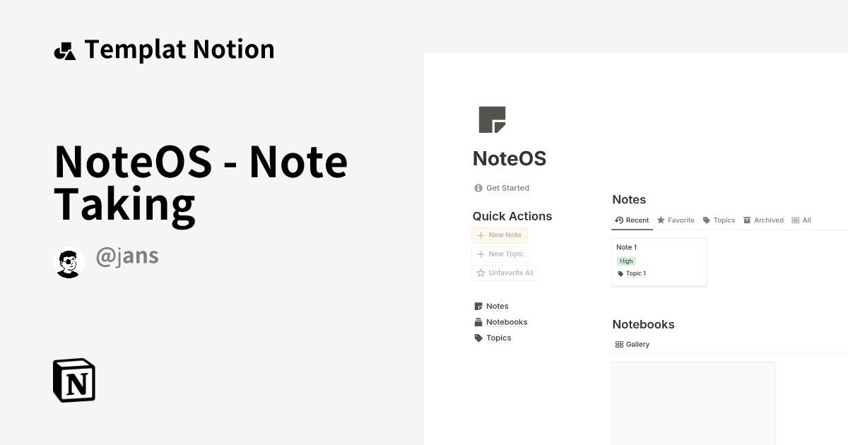 Templat NoteOS - Note Taking | Notion Marketplace