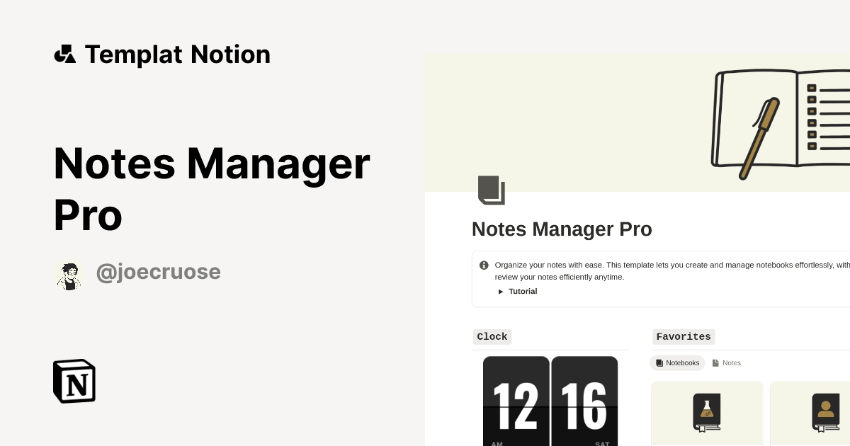 Templat Notes Manager Pro | Notion Marketplace