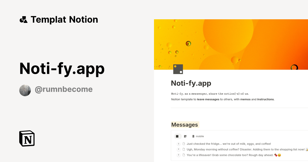 Templat Noti-fy.app | Notion Marketplace