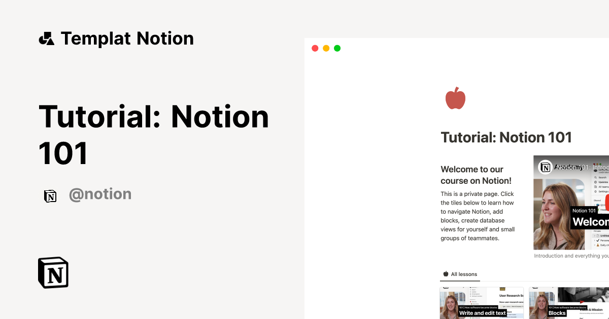 Tutorial: Notion 101 Templat oleh Notion | Notion Marketplace