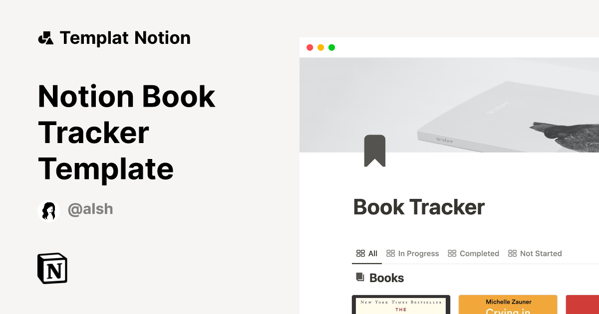 Notion Book Tracker Template Templat oleh ALSH | Notion Marketplace
