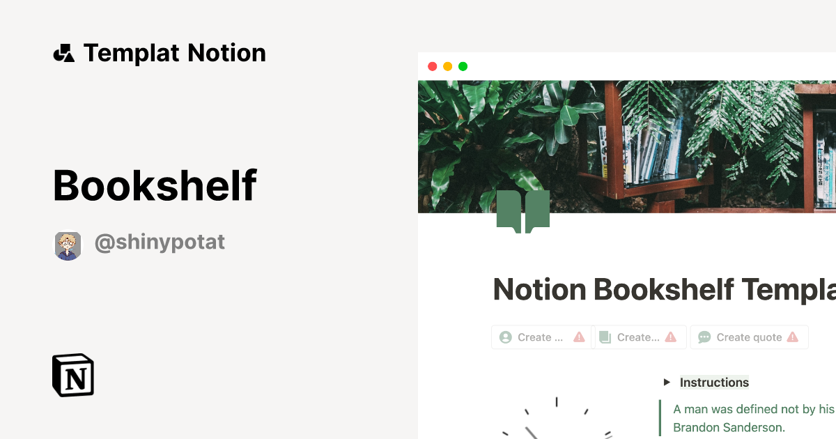 Bookshelf Templat oleh ShinyPotat | Notion Marketplace