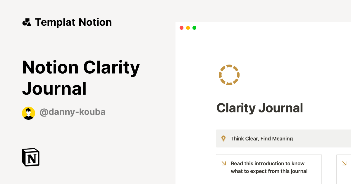 Templat Notion Clarity Journal | Notion Marketplace