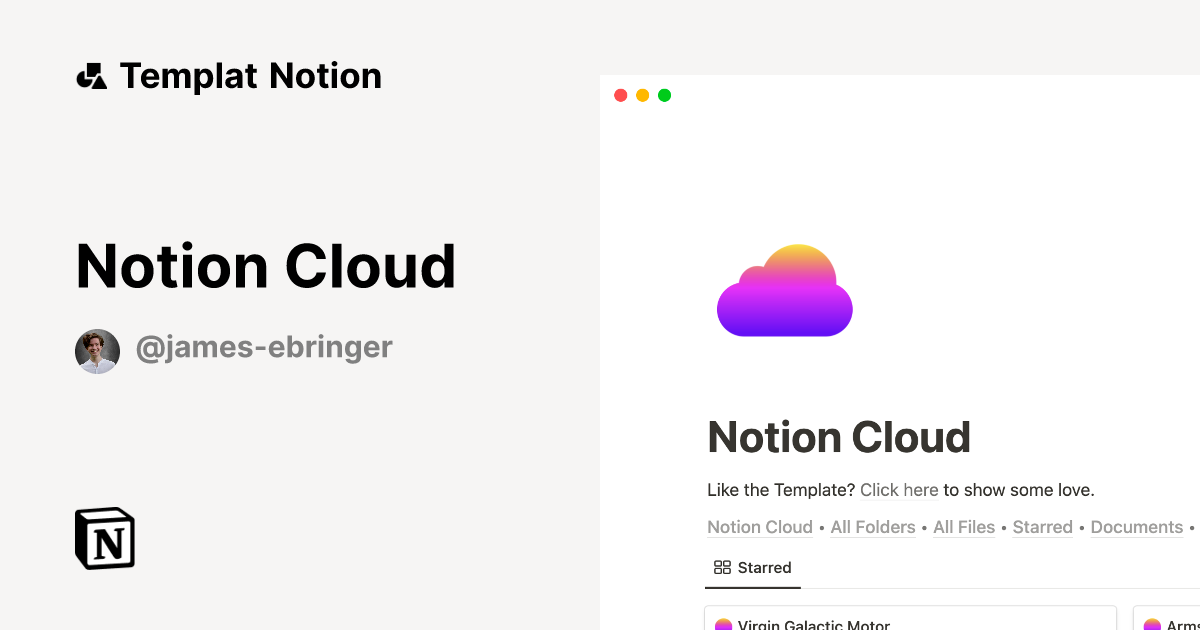 Notion Cloud Templat oleh James Ebringer | Notion Marketplace