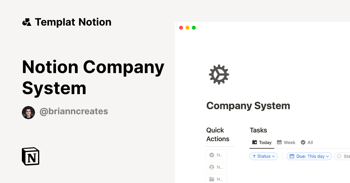Notion Company System Templat oleh Brian N | Notion Marketplace