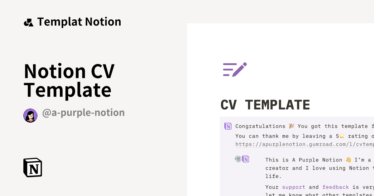 Templat Notion CV Template | Notion Marketplace