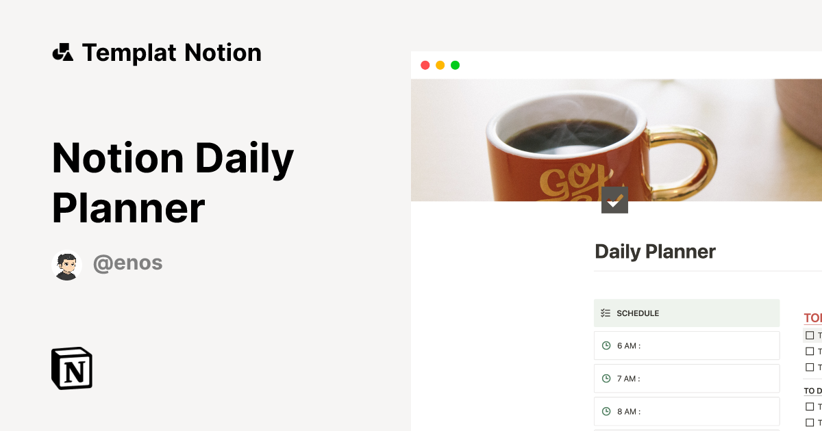 Notion Daily Planner Templat oleh Enos Sopacuaperu | Notion Marketplace