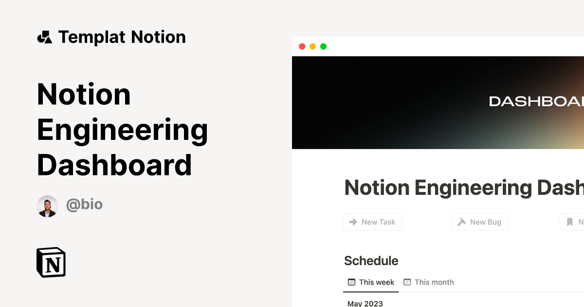 Notion Engineering Dashboard Templat oleh Matt Bio | Notion Marketplace