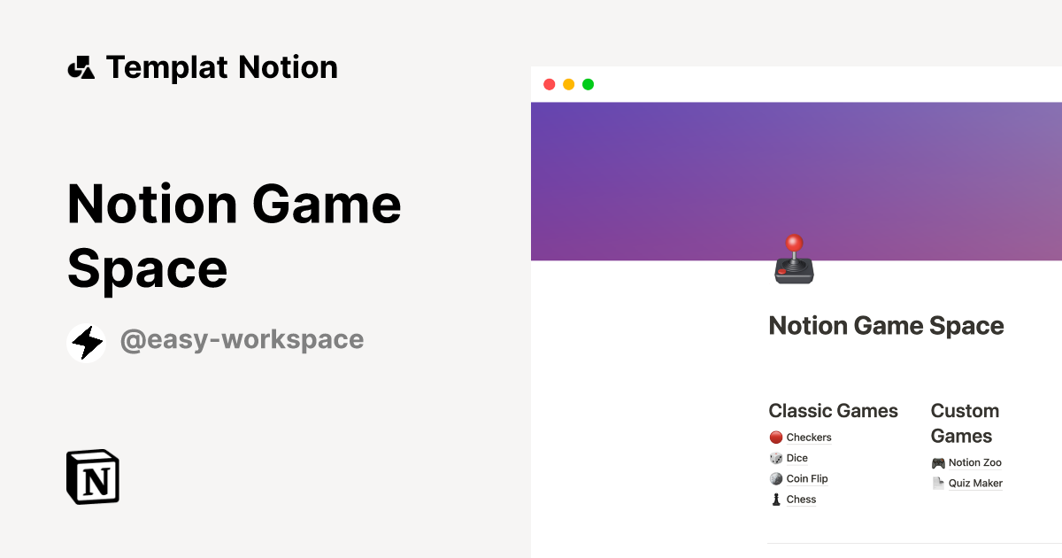 Templat Notion Game Space | Notion Marketplace