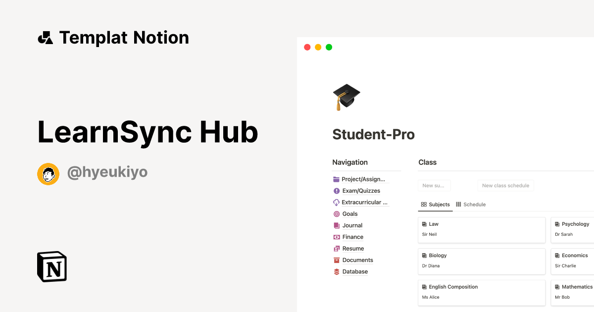 Templat LearnSync Hub | Notion Marketplace