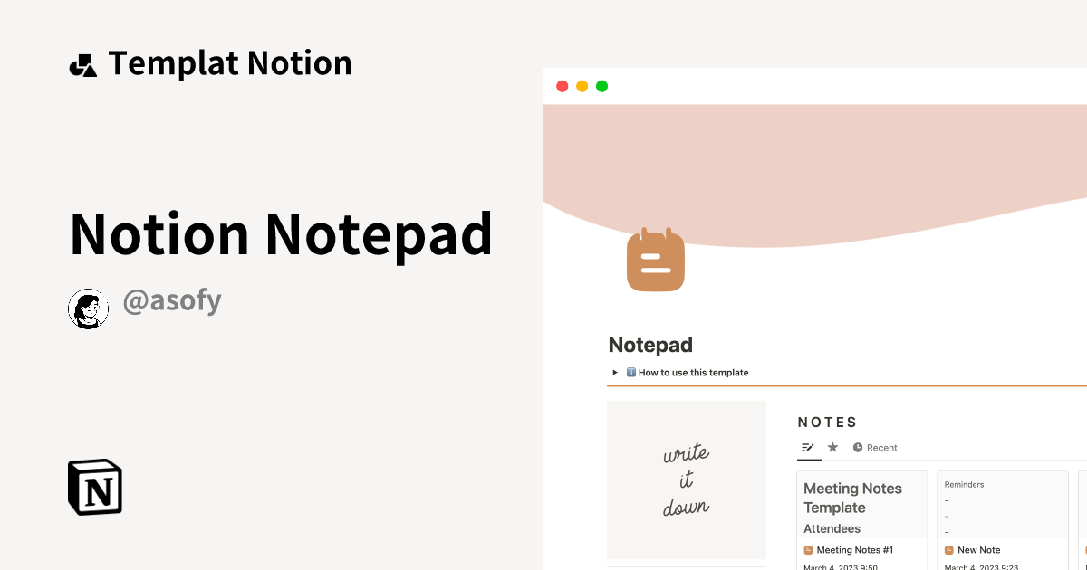 Notion Notepad Templat oleh A.Sofy | Notion Marketplace
