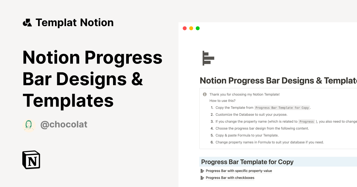 Templat Notion Progress Bar Designs & Templates | Notion Marketplace