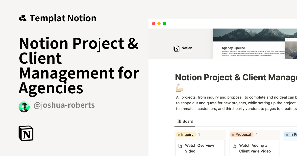 Notion Project & Client Management for Agencies Templat oleh Joshua ...
