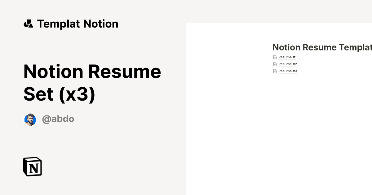 Templat Notion Resume Set (x3) | Notion Marketplace