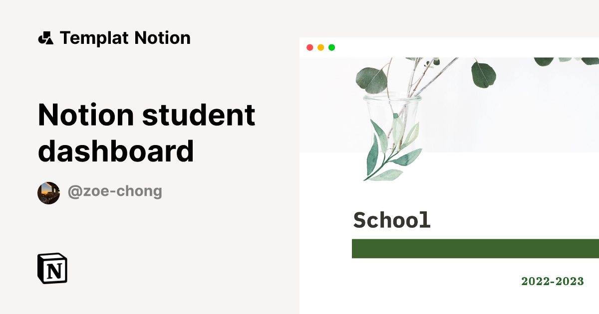 Notion student dashboard Templat oleh Zoe Chong | Notion Marketplace