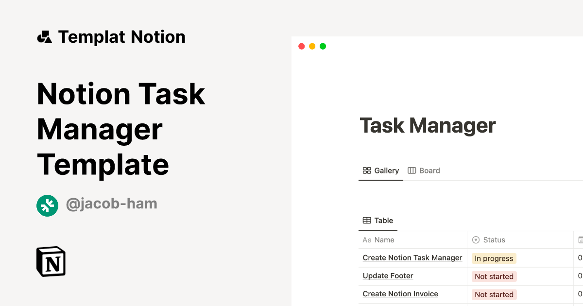 Templat Notion Task Manager Template | Notion Marketplace