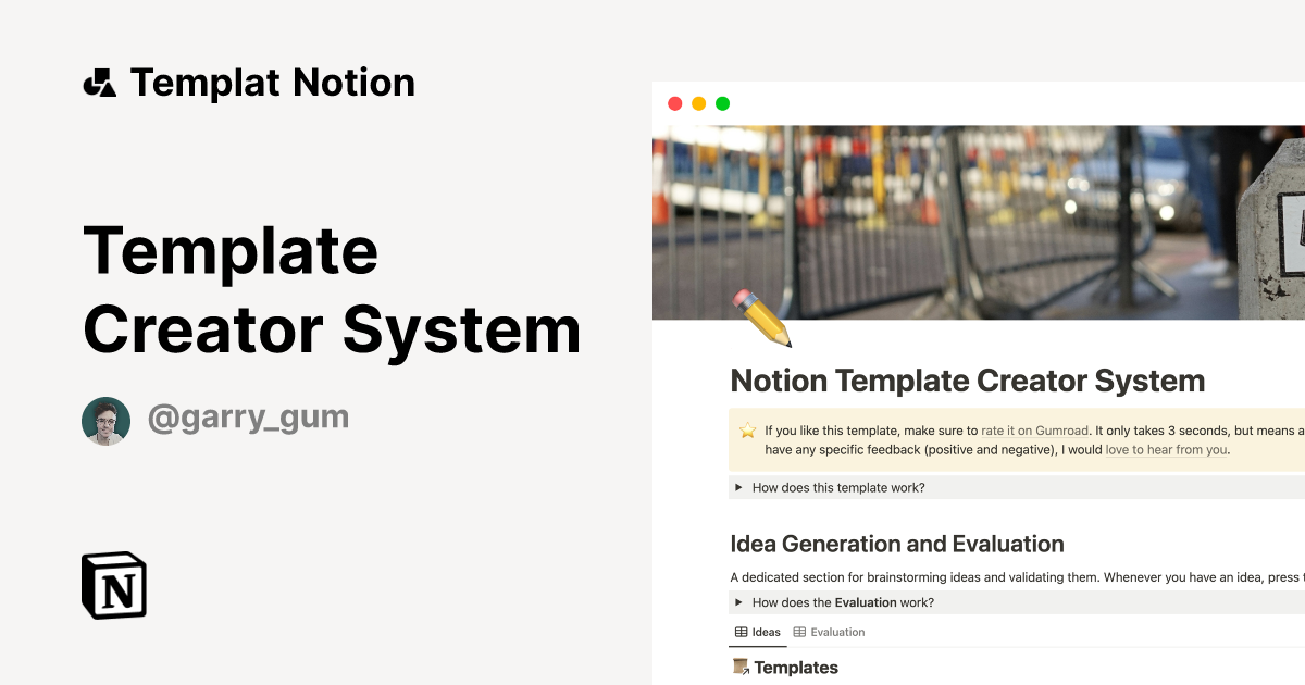 Templat Template Creator System | Notion Marketplace