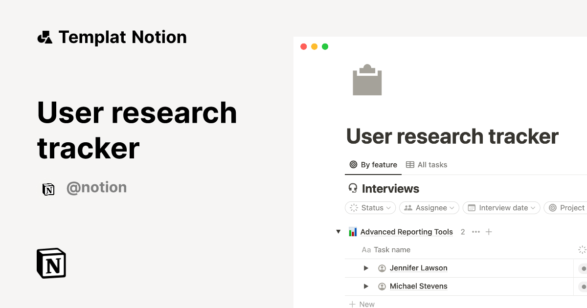 User research tracker Templat oleh Notion | Notion Marketplace