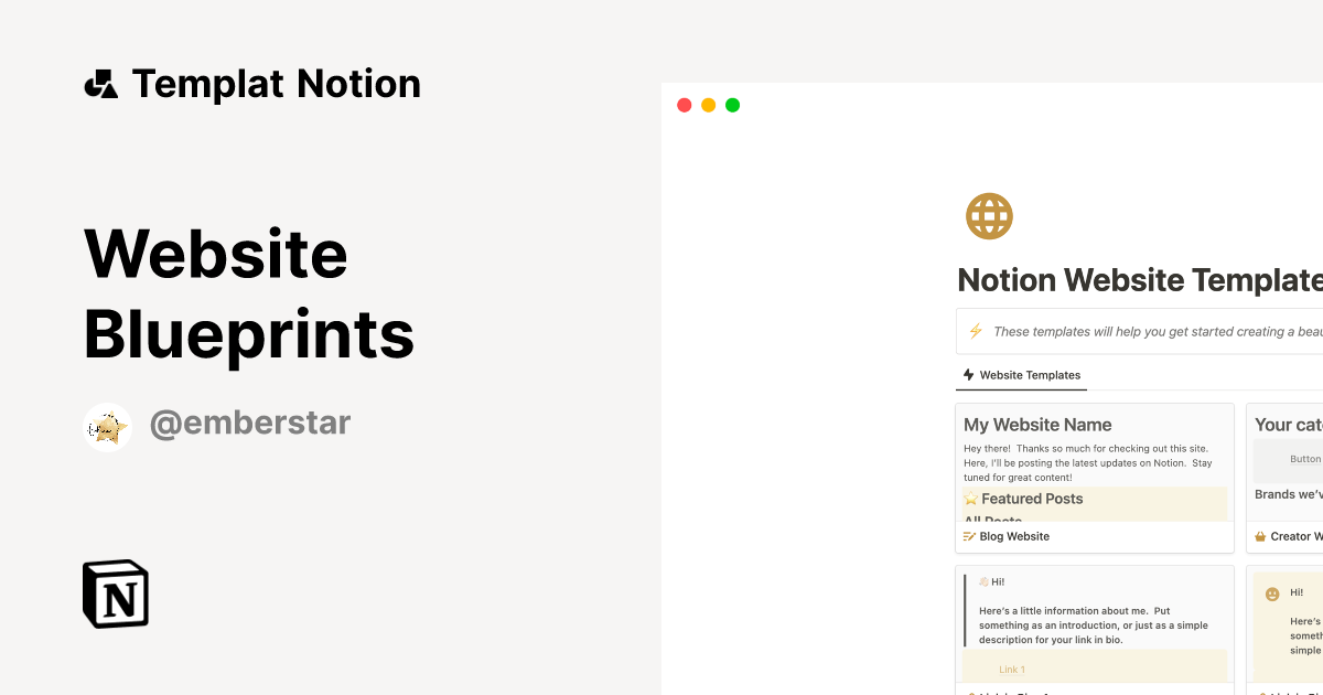 Website Blueprints Templat oleh Emberstar | Notion Marketplace
