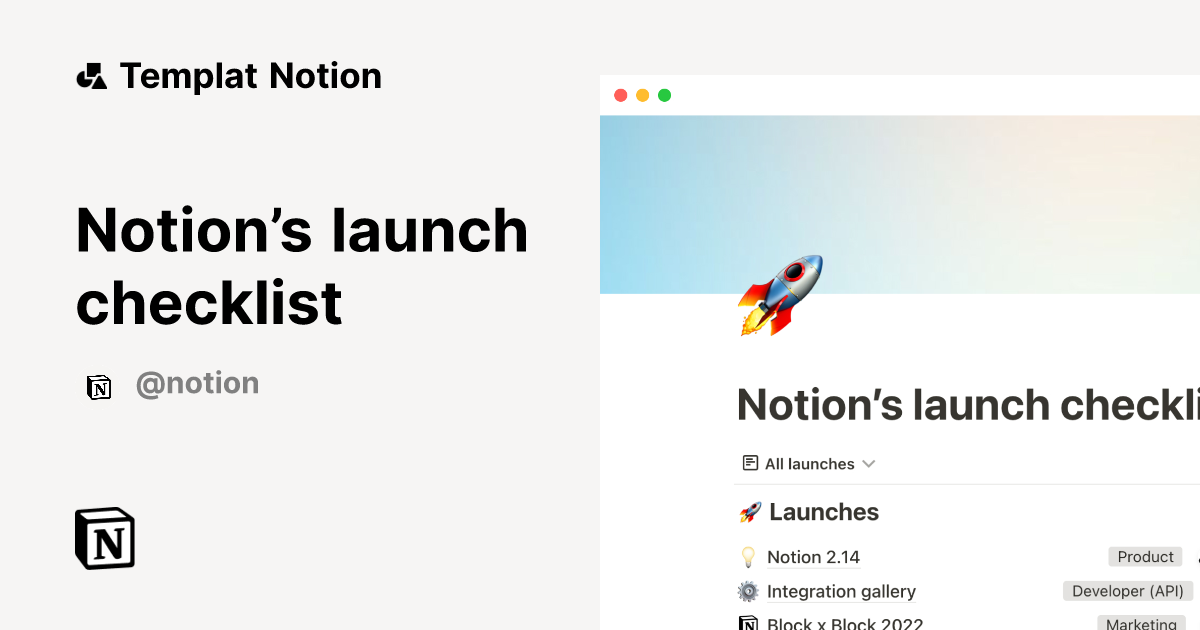 Notion’s launch checklist Templat oleh Notion | Notion Marketplace