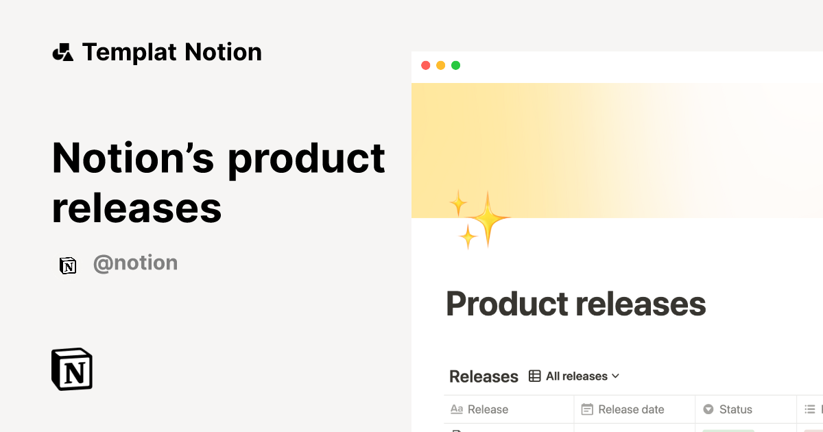 Templat Notion’s product releases 2025 | Notion Marketplace