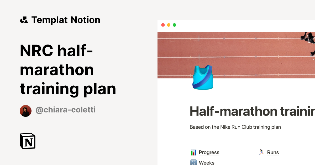 Templat NRC half-marathon training plan | Notion Marketplace