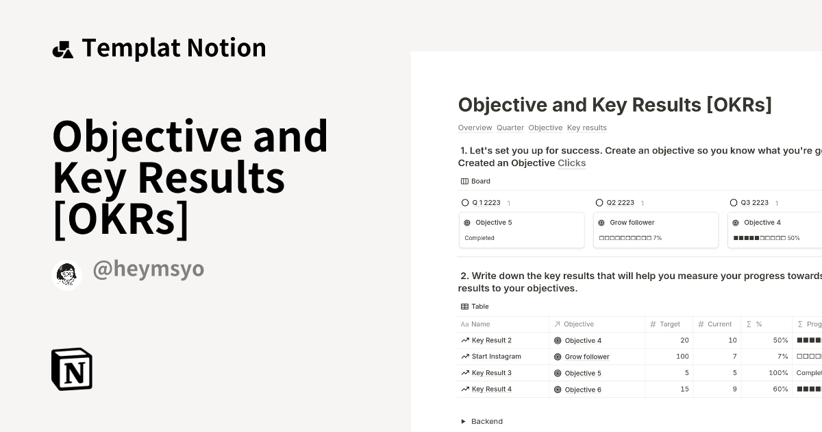 Templat Objective and Key Results [OKRs] | Notion Marketplace