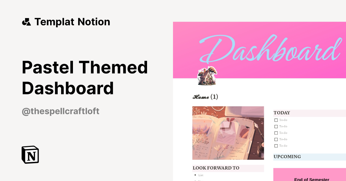 Pastel Themed Dashboard Templat oleh thespellcraftloft | Notion Marketplace