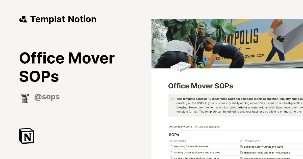 Office Mover SOPs Templat oleh SOPs | Notion Marketplace