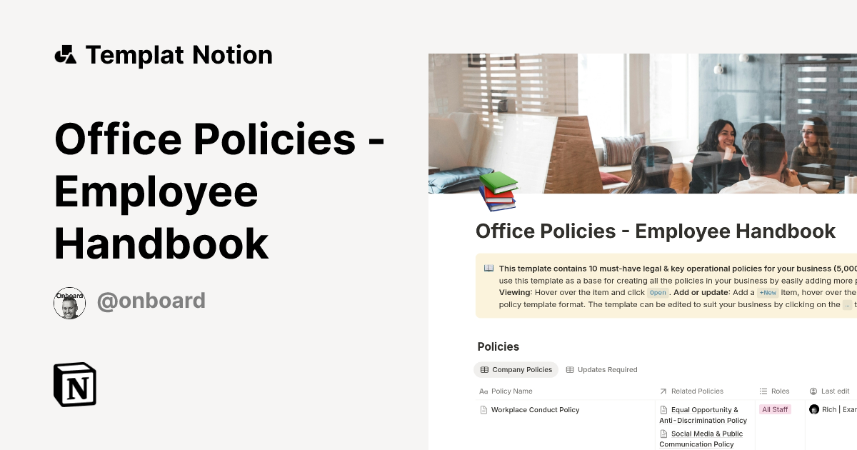 Templat Office Policies - Employee Handbook | Notion Marketplace