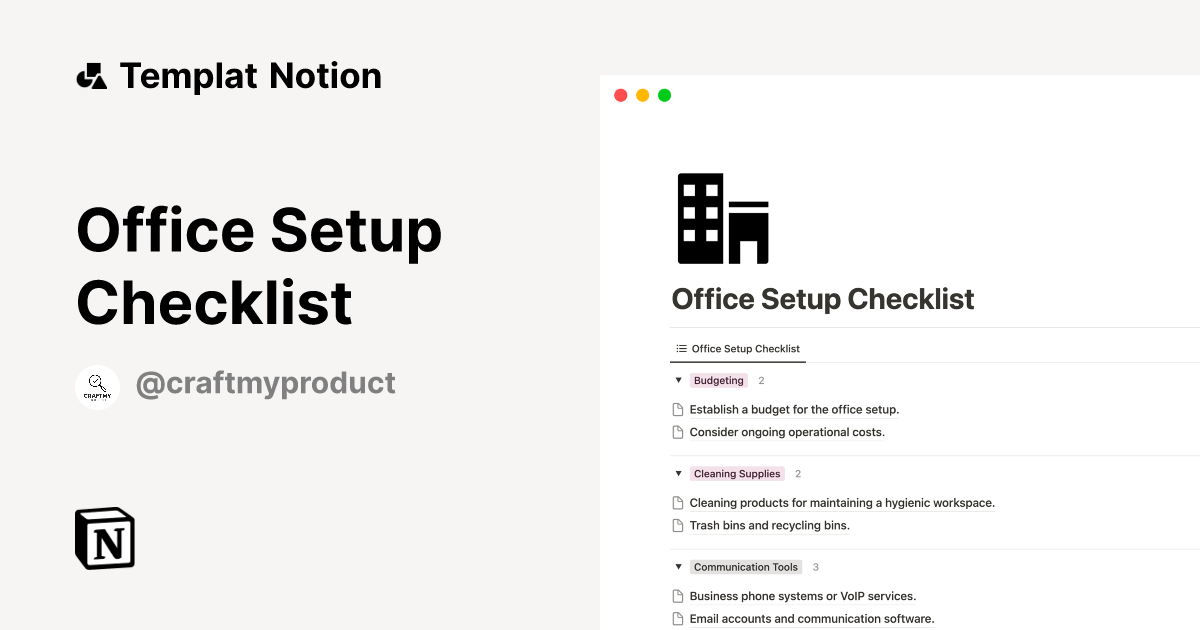 Templat Office Setup Checklist | Notion Marketplace