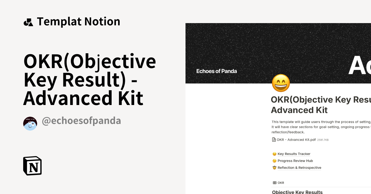 Templat OKR(Objective Key Result) - Advanced Kit | Notion Marketplace