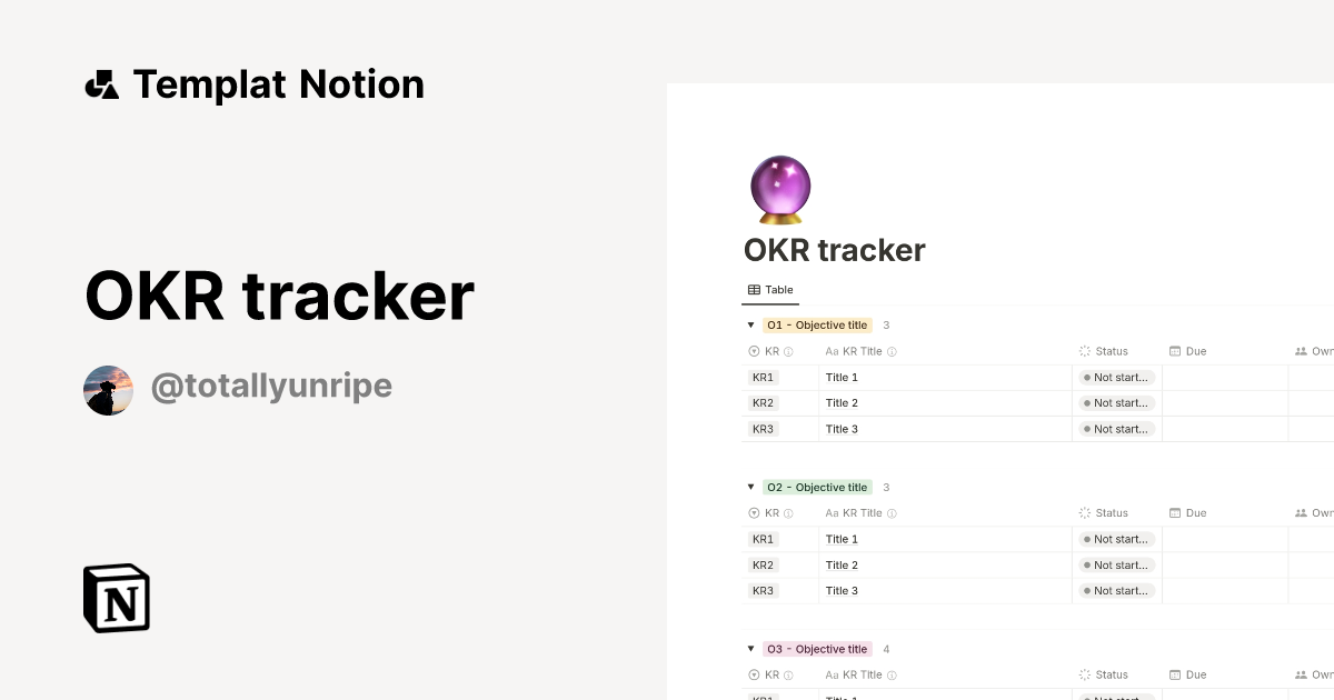 Templat OKR tracker | Notion Marketplace