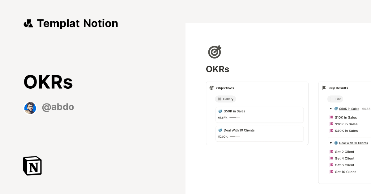 Templat OKRs | Notion Marketplace