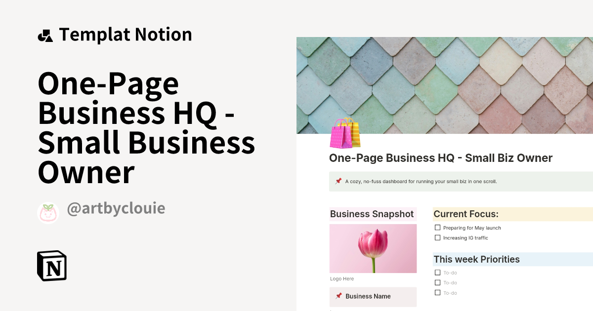 Templat One-Page Business HQ - Small Business Owner | Notion Marketplace