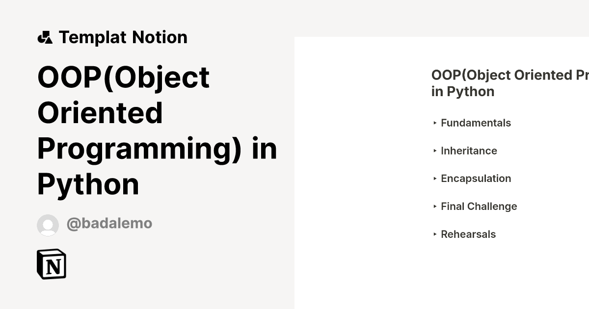 OOP(Object Oriented Programming) in Python Templat oleh Badalemo | Notion Marketplace