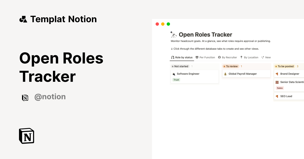 Open Roles Tracker Templat oleh Notion | Notion Marketplace