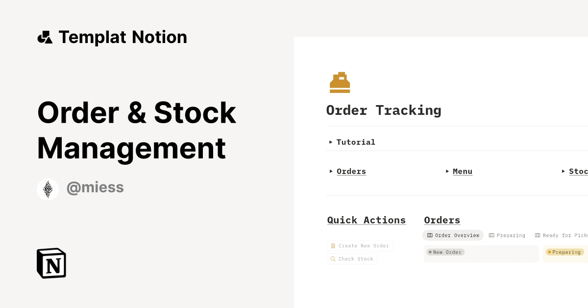 Templat Order & Stock Management | Notion Marketplace