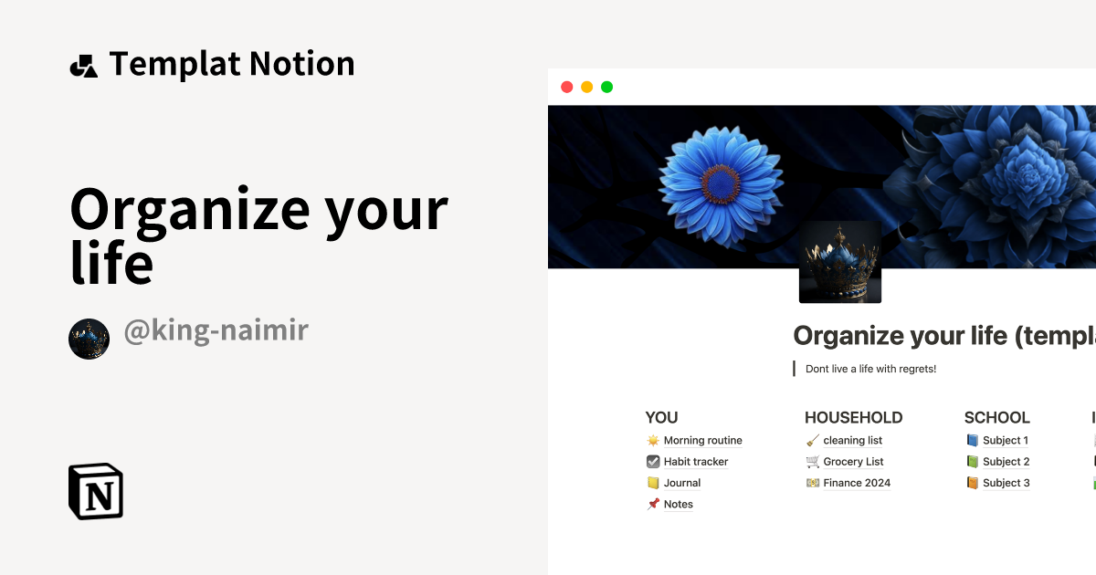 Templat Organize your life | Notion Marketplace