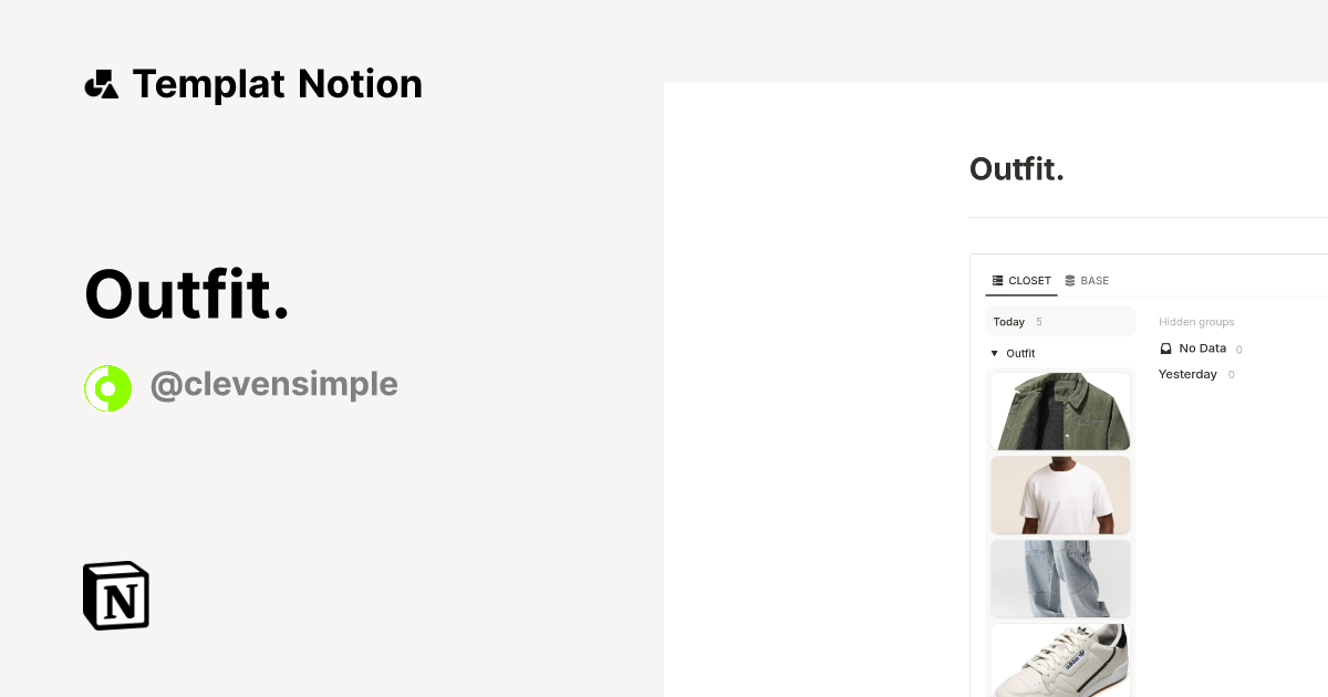 Outfit. Templat oleh CLEVENSIMPLE. | Notion Marketplace