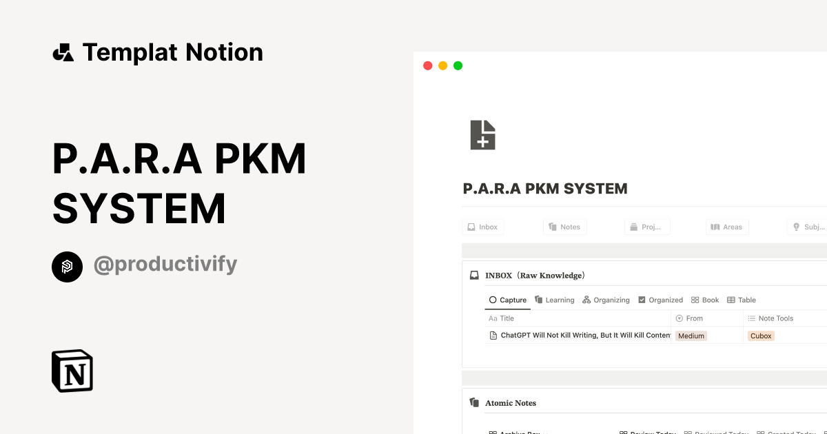 Templat P.A.R.A PKM SYSTEM | Notion Marketplace