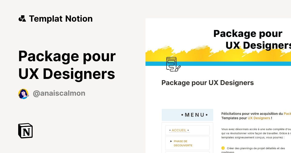 Templat Package pour UX Designers | Notion Marketplace