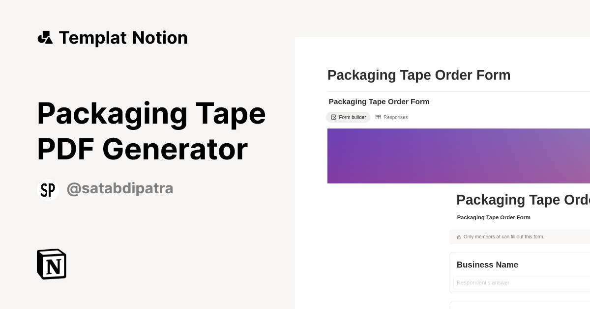 Templat Packaging Tape PDF Generator | Notion Marketplace