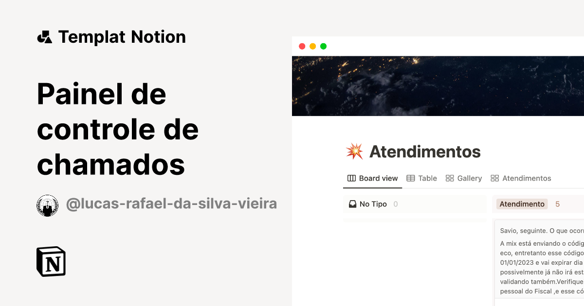 Templat Painel de controle de chamados | Notion Marketplace