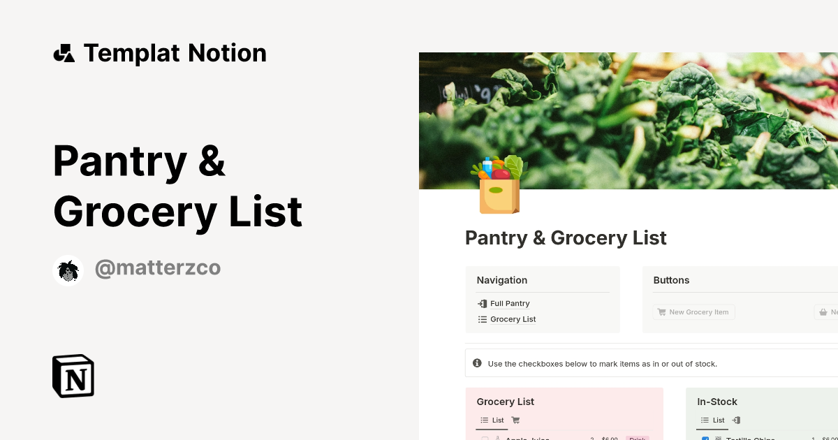 Templat Pantry & Grocery List | Notion Marketplace