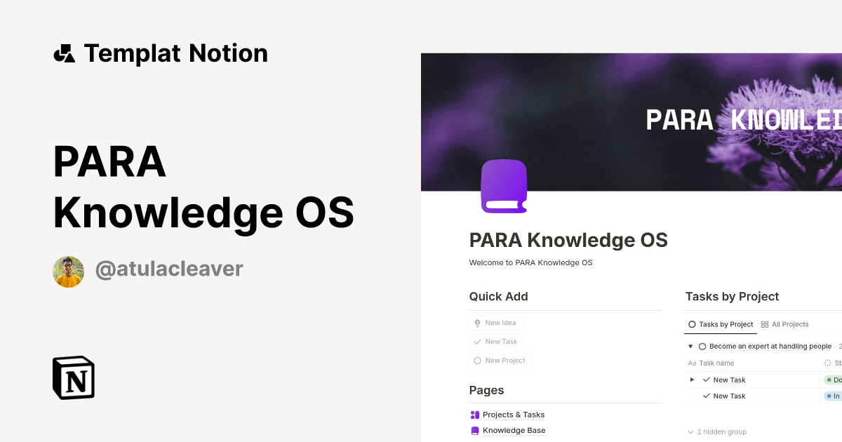 PARA Knowledge OS Templat oleh Atul | Notion4Creators | Notion Marketplace