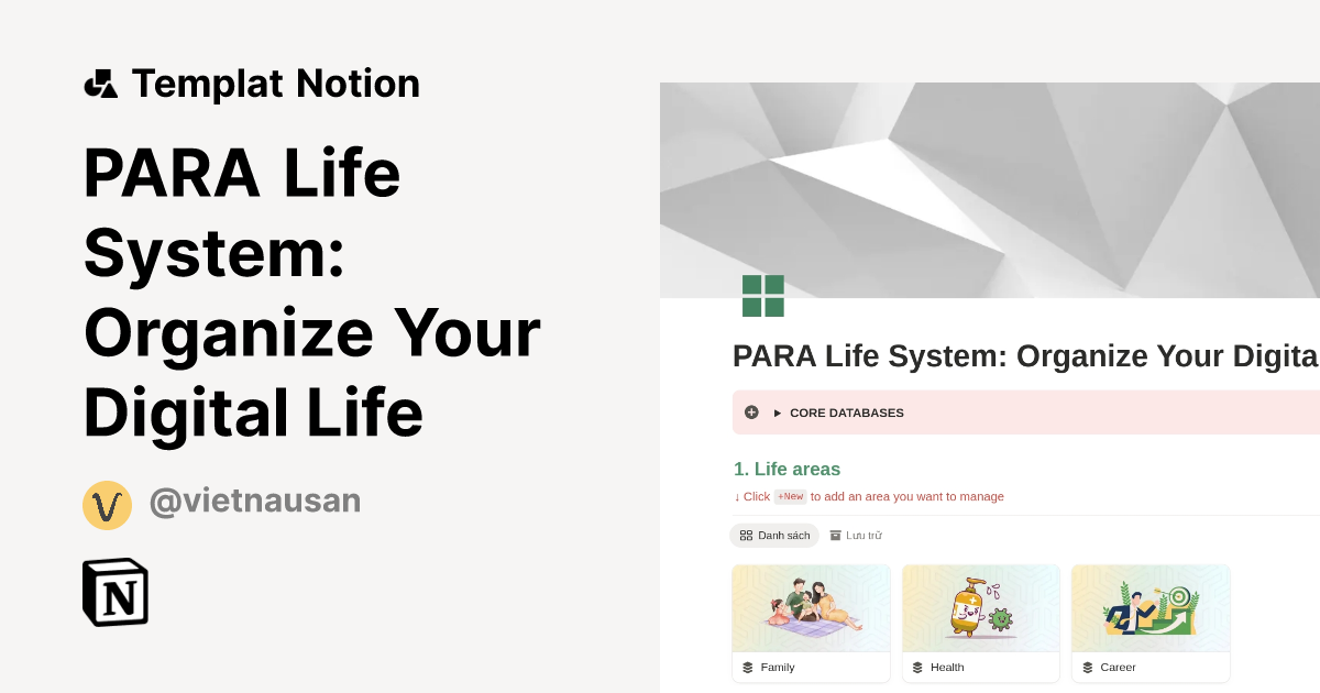 Templat PARA Life System: Organize Your Digital Life | Notion Marketplace