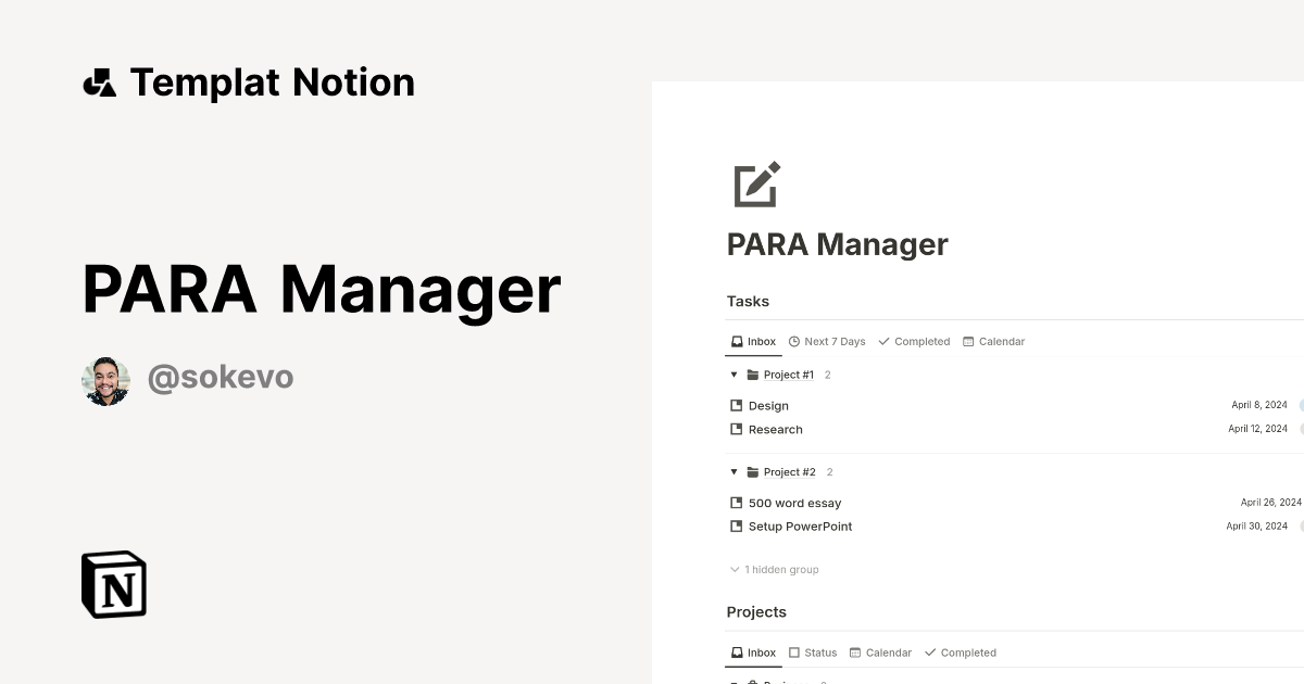 Templat PARA Manager | Notion Marketplace