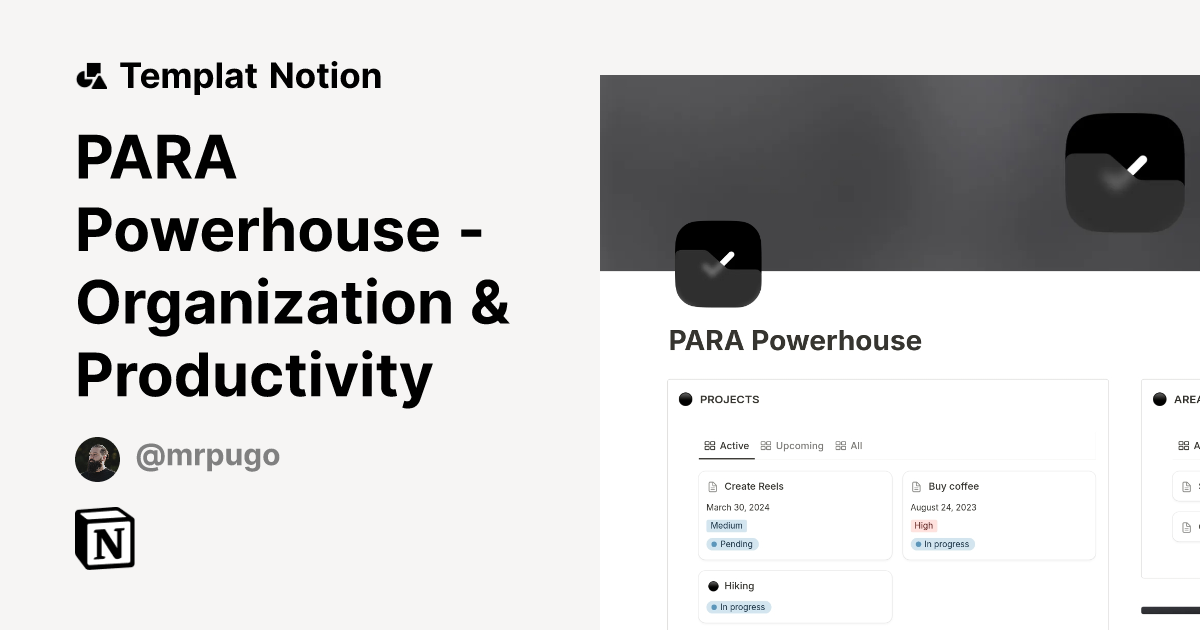 Templat PARA Powerhouse - Organization & Productivity | Notion Marketplace