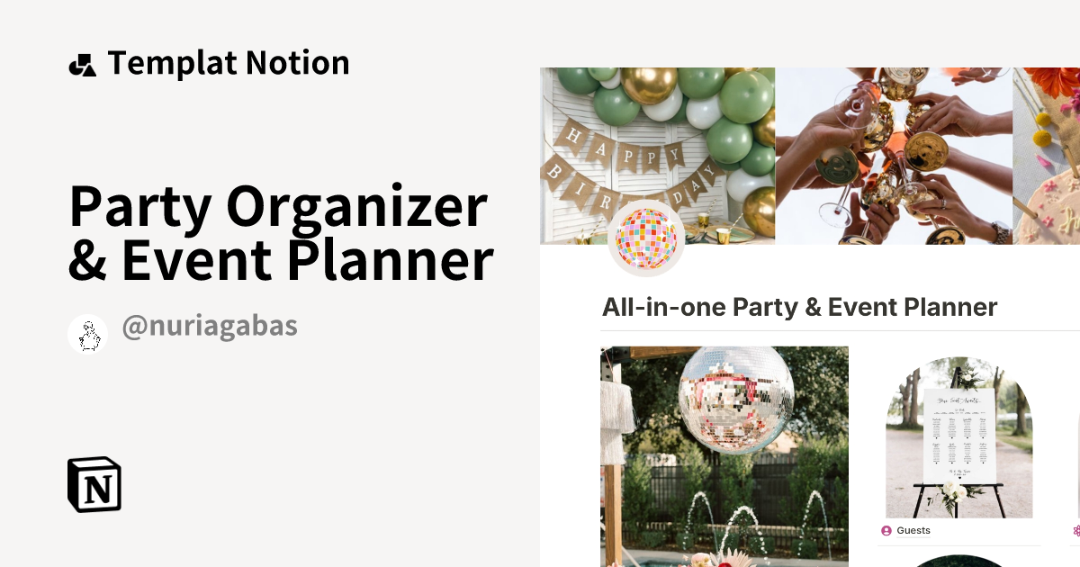Party Organizer & Event Planner Templat oleh Núria Gabàs | Notion ...